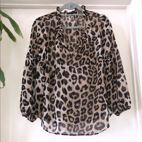 Banana Republic | Tops | Banana Republic Leopard Print Chiffon Blouse ...